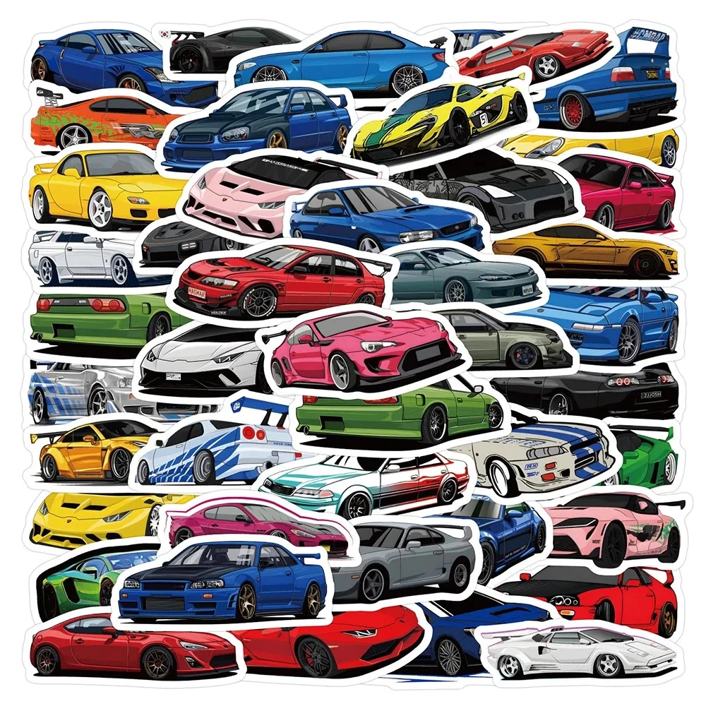 60PCS-Bag-Cool-JDM-Sport-Car-Cartoon-Stickers-Decals-Skateboard-Guitar ...