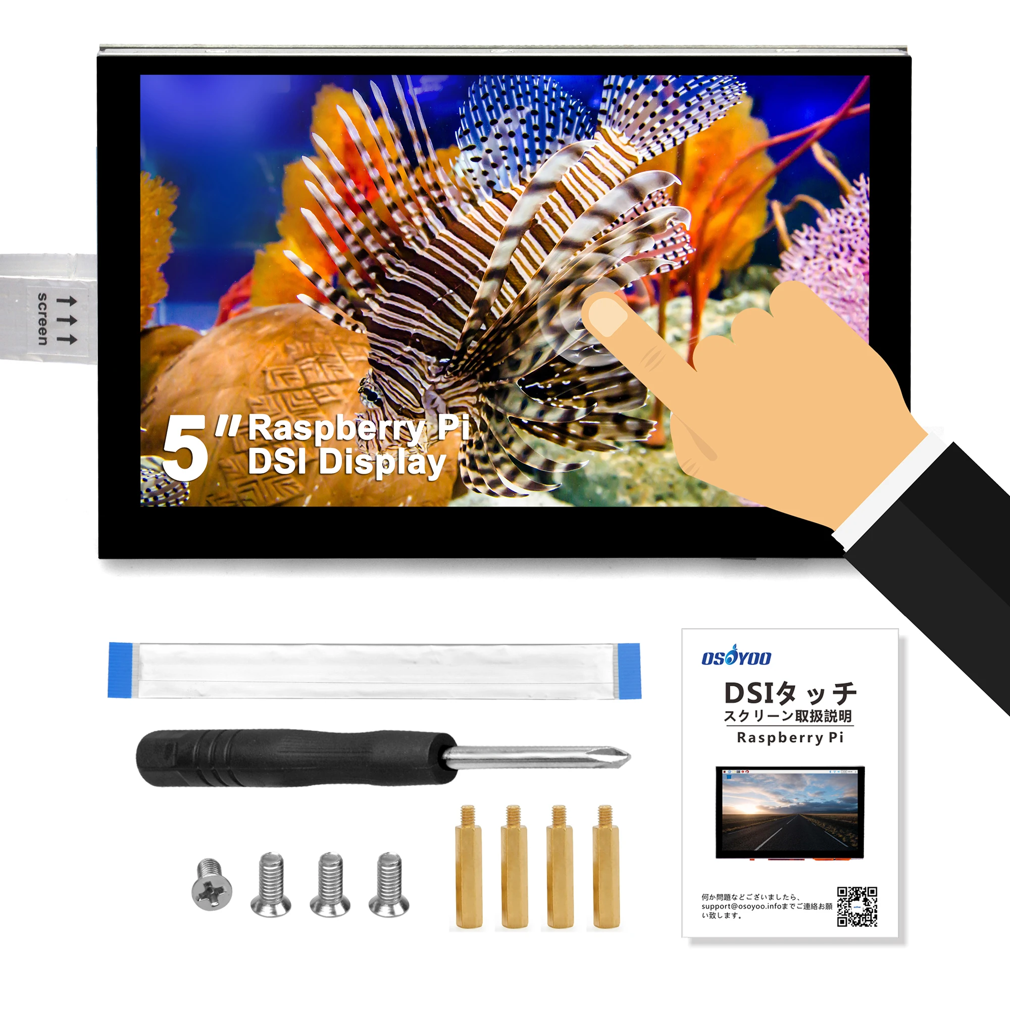 OSOYOO 5 polegadas TFT Capacitivo Tela sensível ao toque DSI Conector LCD Monitor LCD 800x480 ...