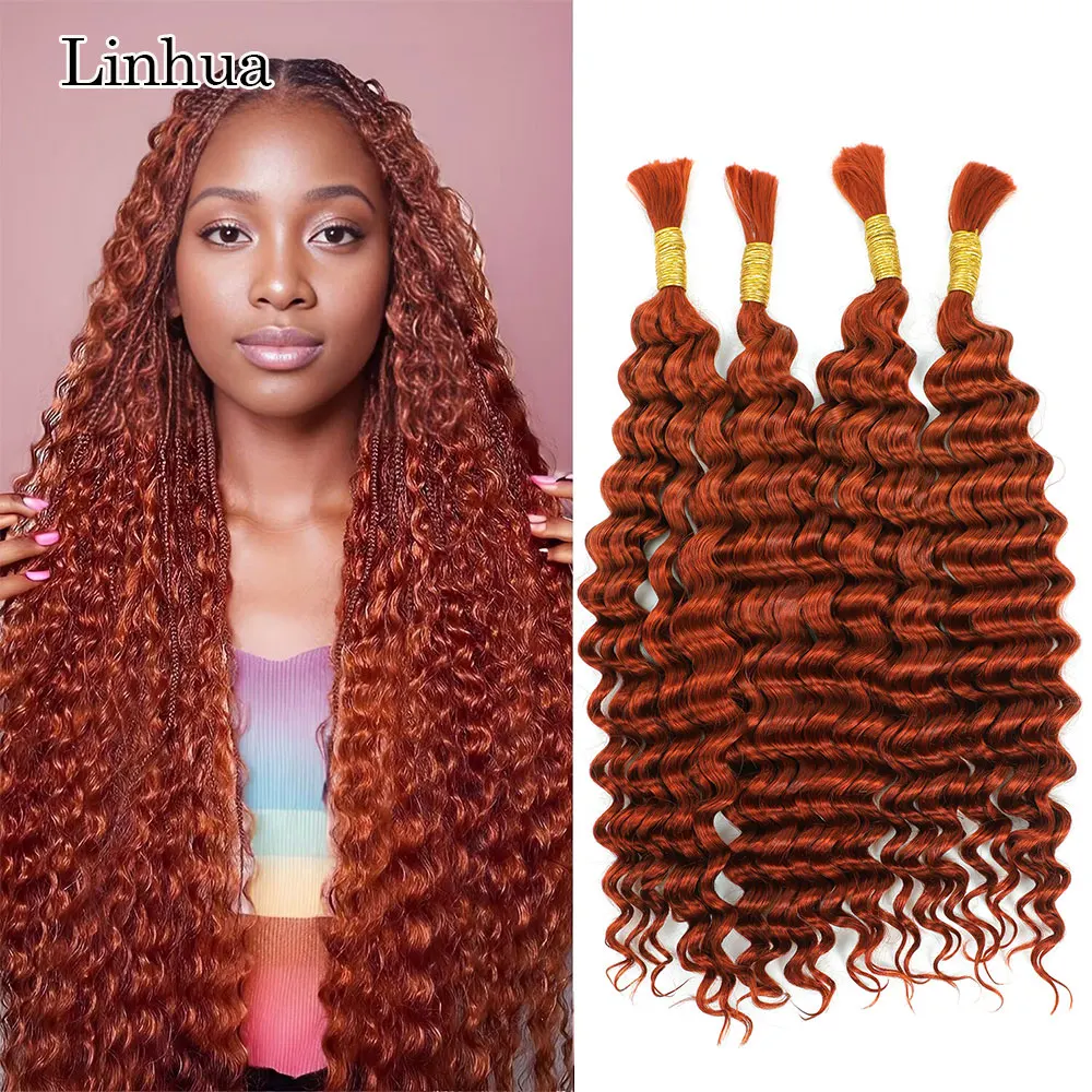 Linhua-Deep-Wave-Human-Hair-For-Boho-Knotless-Braids-350-Ginger-Color ...