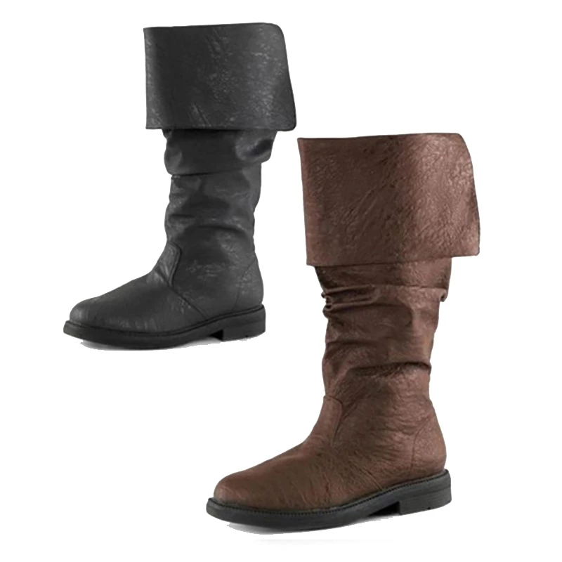 Medieval Men Knight Prince Cosplay Gothic Retro Punk Leather Boots ...