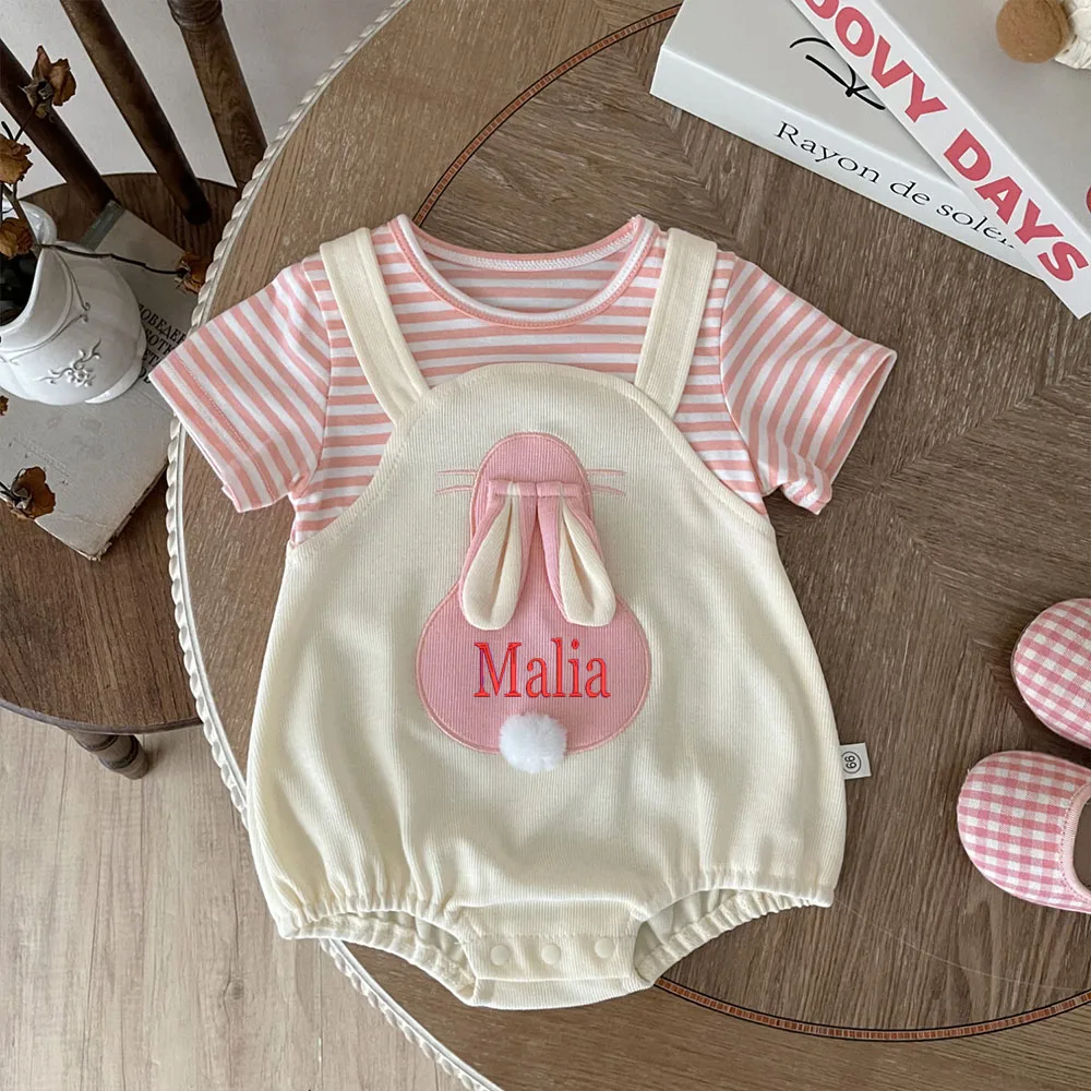 Embroidered-Cute-Rabbit-Baby-Jumpsuit-Personalized-Customization-Short ...