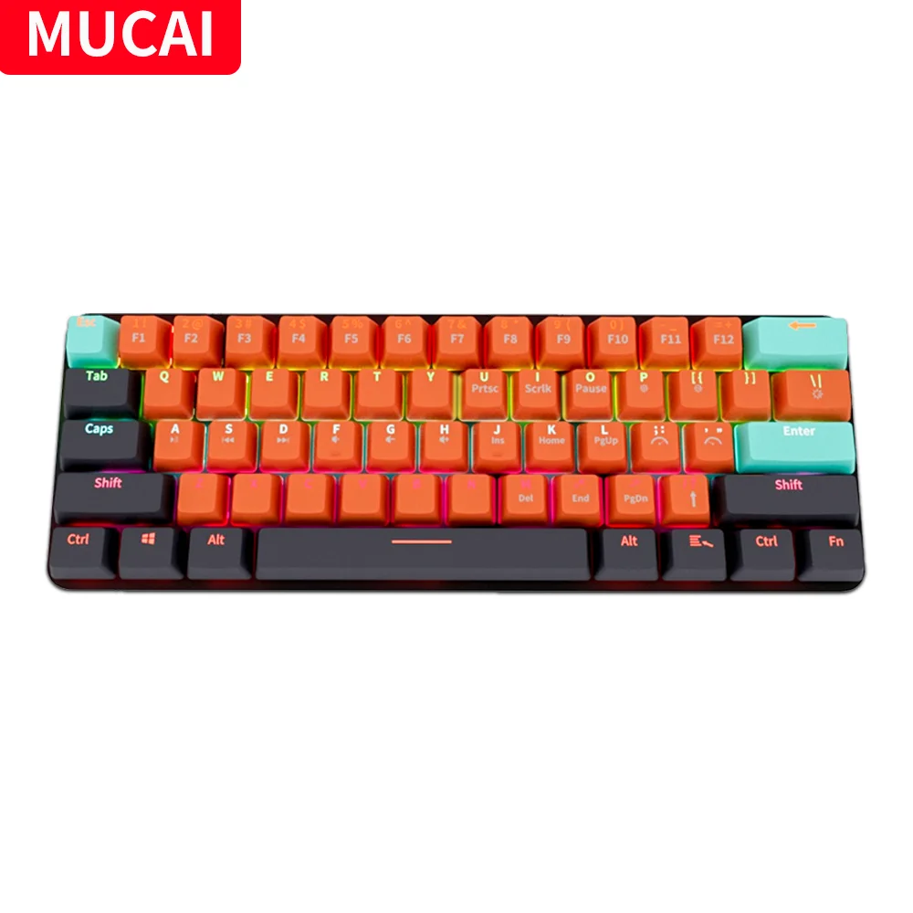 MUCAI MKA610 USB Mini Mechanical Gaming Wired Keyboard Red Switch 61 ...