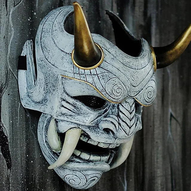 Hannya Demon Mask Japanese Oni Samurai Noh Kabuki Red Prajna Latex ...
