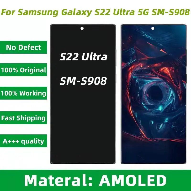 Original Super AMOLED Display For Samsung Galaxy S22 Ultra LCD S908 ...