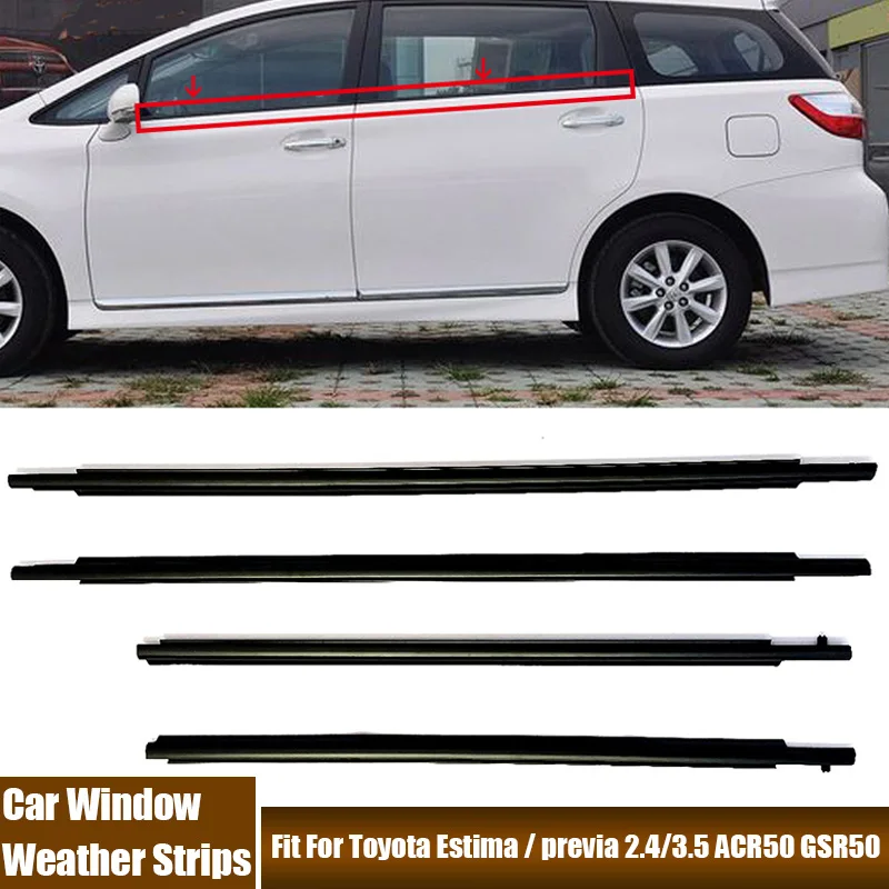 4Pcs-Car-Window-Weather-Strips-Window-Glass-Black-Rubber-Waterproof ...