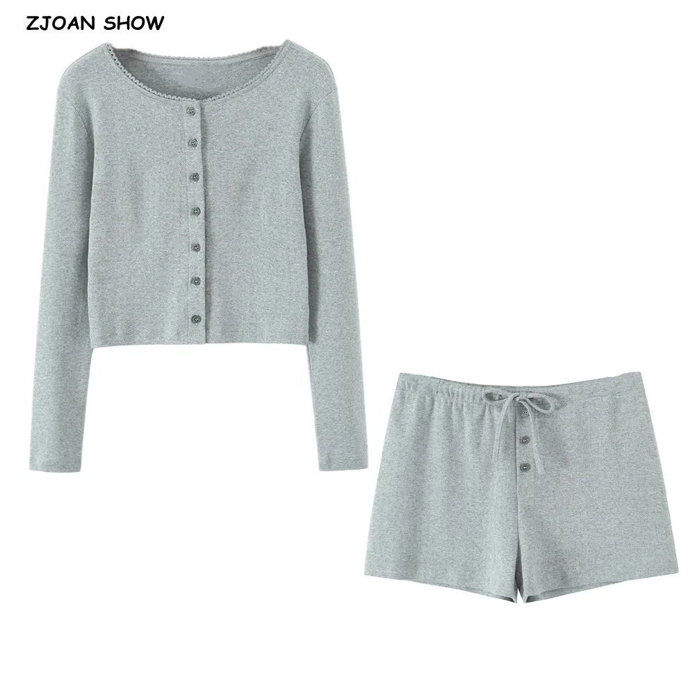 2 pieces 1 set 2025 Holiday Open Buttons O neck Full Sleeve Knit Tee ...