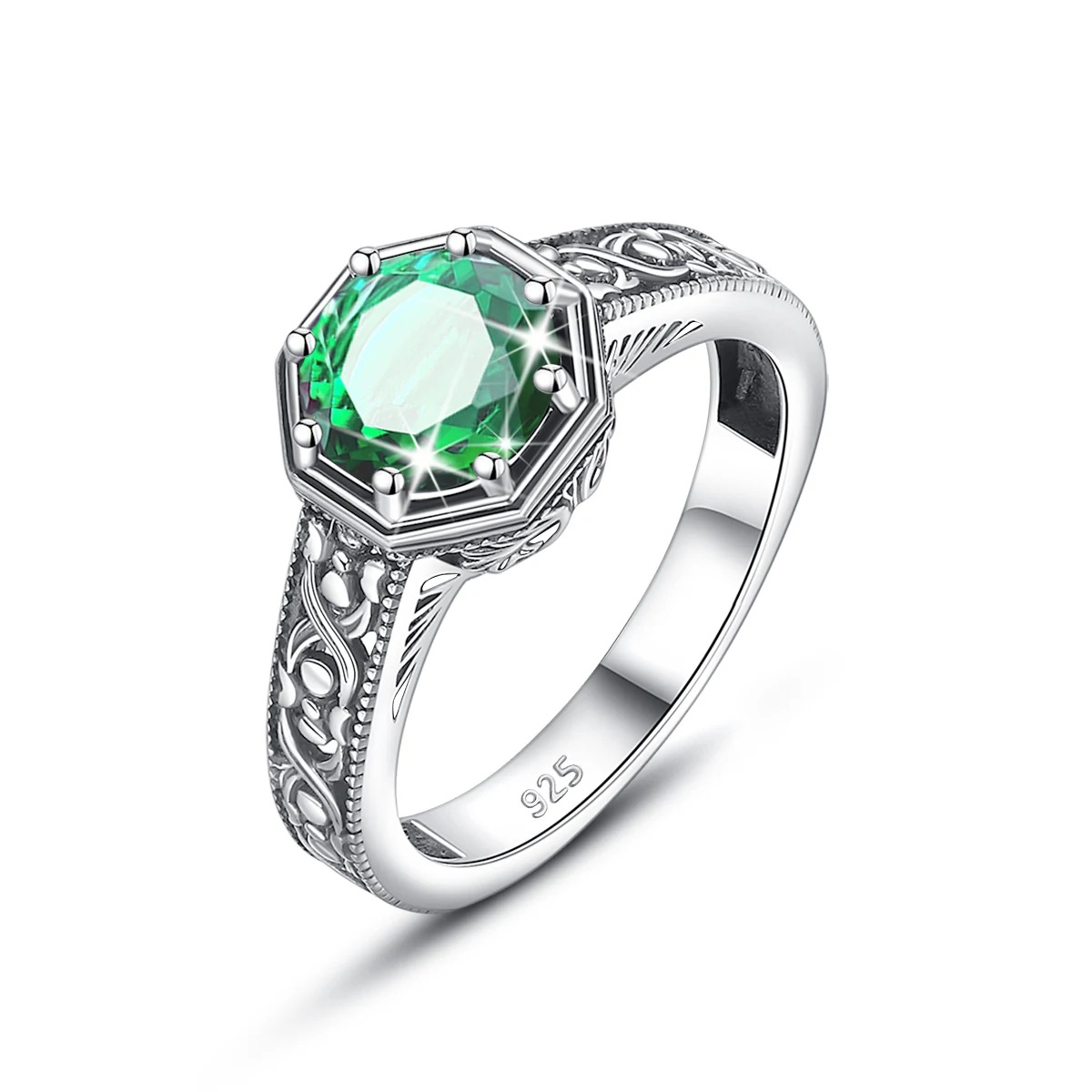 Gemstone-Crystal-Rings-for-Women-925-Sterling-Silver-Vintage-Birthstone ...
