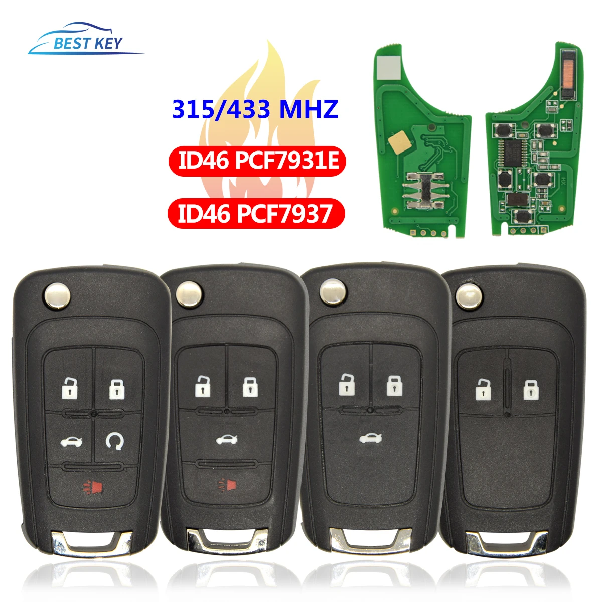 BEST Key For 2/3/4/5 BNT Car Remote 315/433MHz ID46 Chip For Opel/Vauxhall Astra Corsa Insignia ...