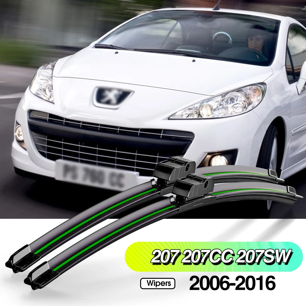 For-Peugeot-207-207CC-207SW-2006-2016-2pcs-Front-Windshield-Wiper ...
