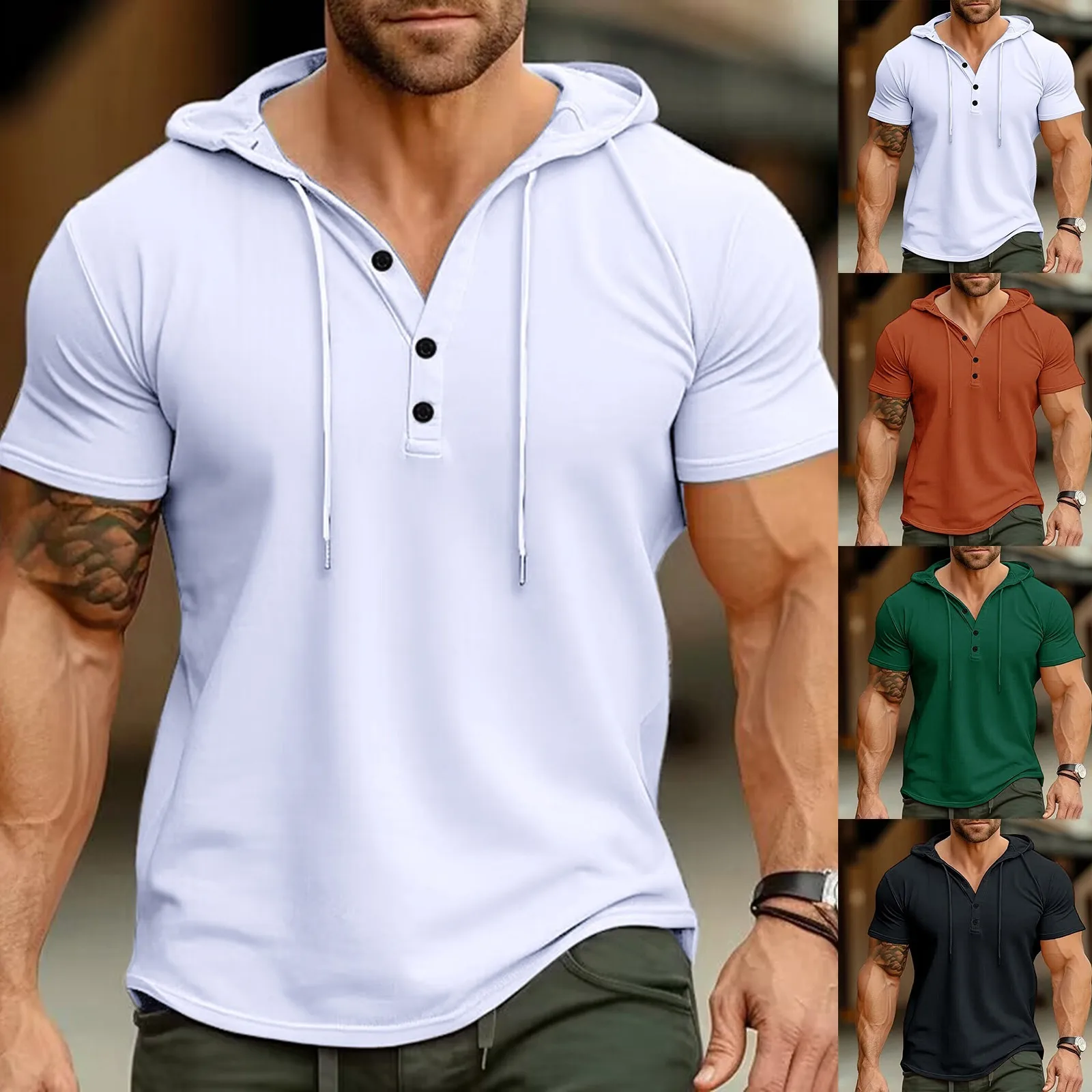 Men-Bodybuilding-Hoodies-Gym-Hooded-Short-Sleeve-Fitness-Clothing ...