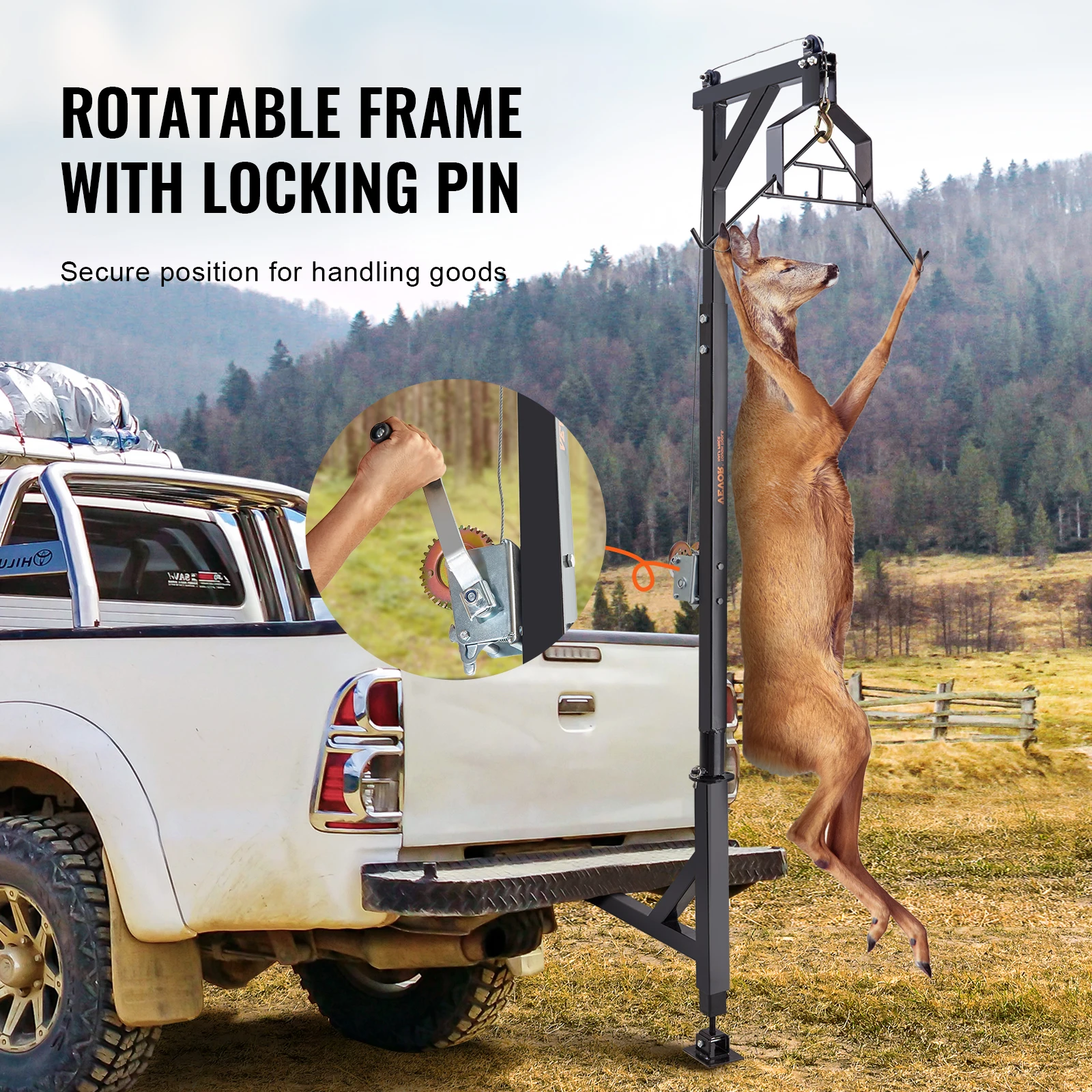 500 Lb Hunting Game Hoist 500lb Hitch-Mounted Deer Hoist & Game Lift ...