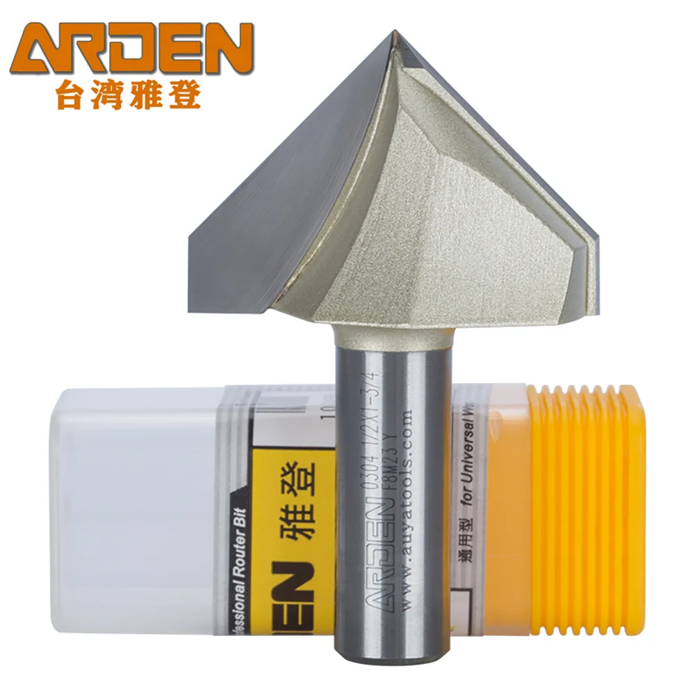ARDEN-Carbide-90-Degree-V-Bit-1-4-1-2-Shank-V-groove-Slotting-Router ...