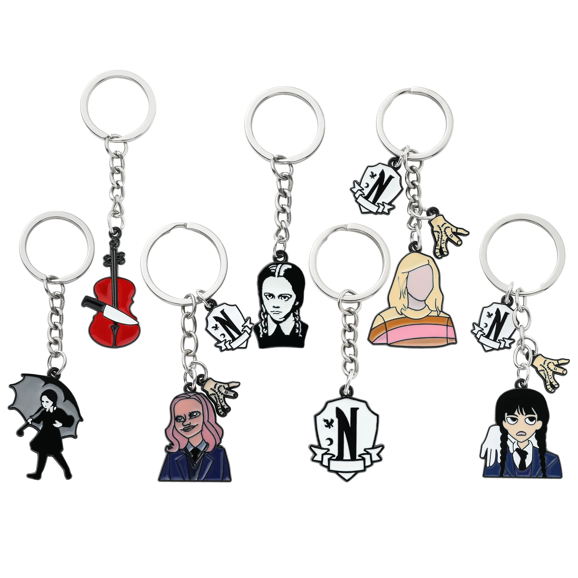 Horror-Wednesday-Addams-Metal-Keychain-Toy-Thing-Hand-Home-Decor ...
