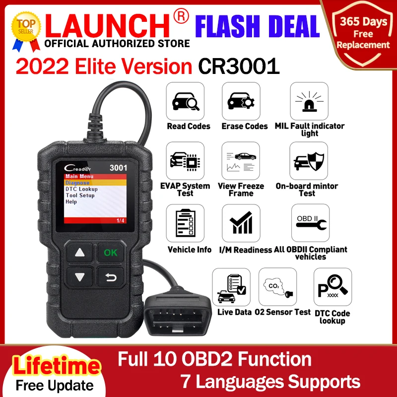 Launch X431 CR3001 Support Full OBDII/EOBD function Creader 3001 diagnostic tool Multilingual ...
