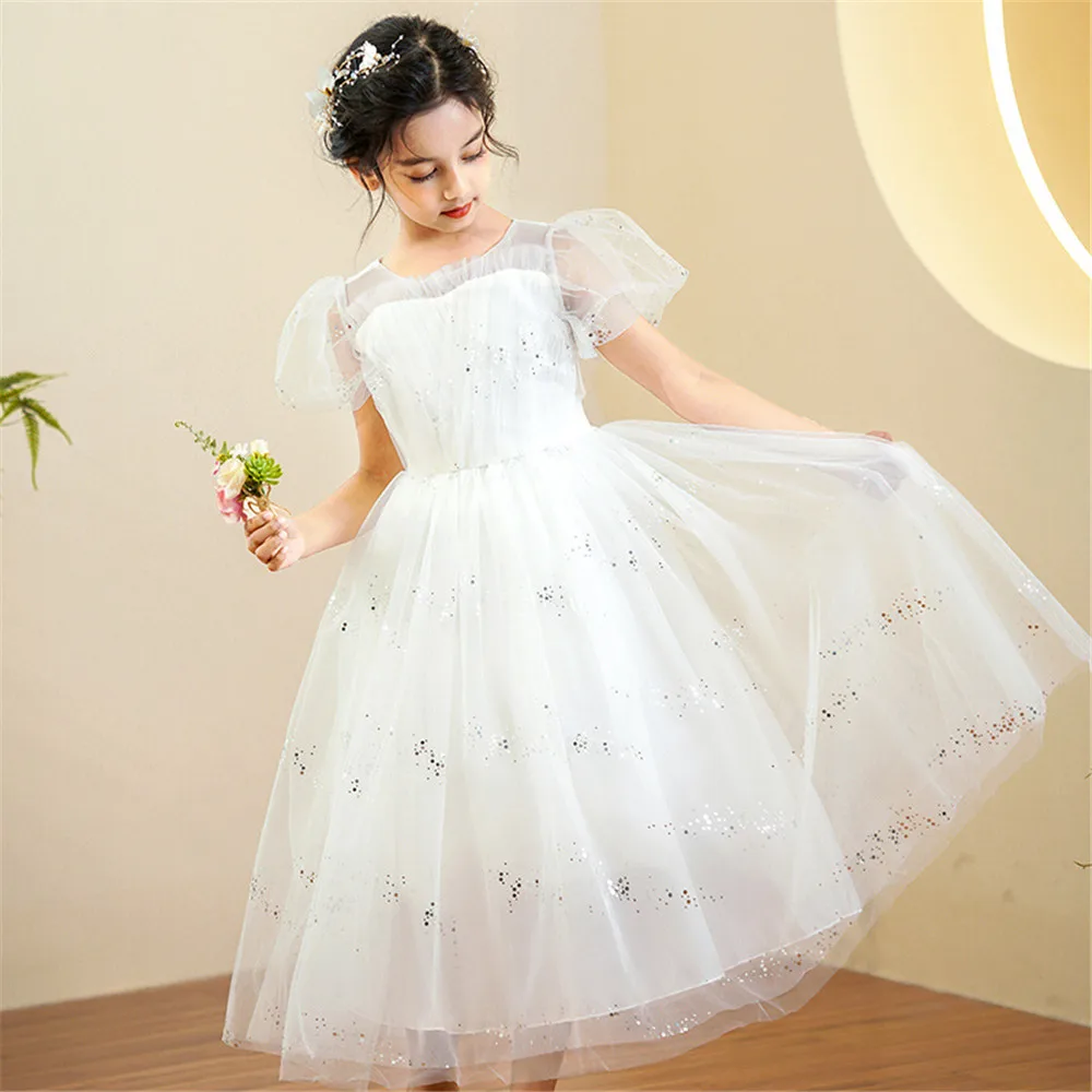 Kids Girls Polka Dots Folds Party Princess Dress For Emcee Weddings ...