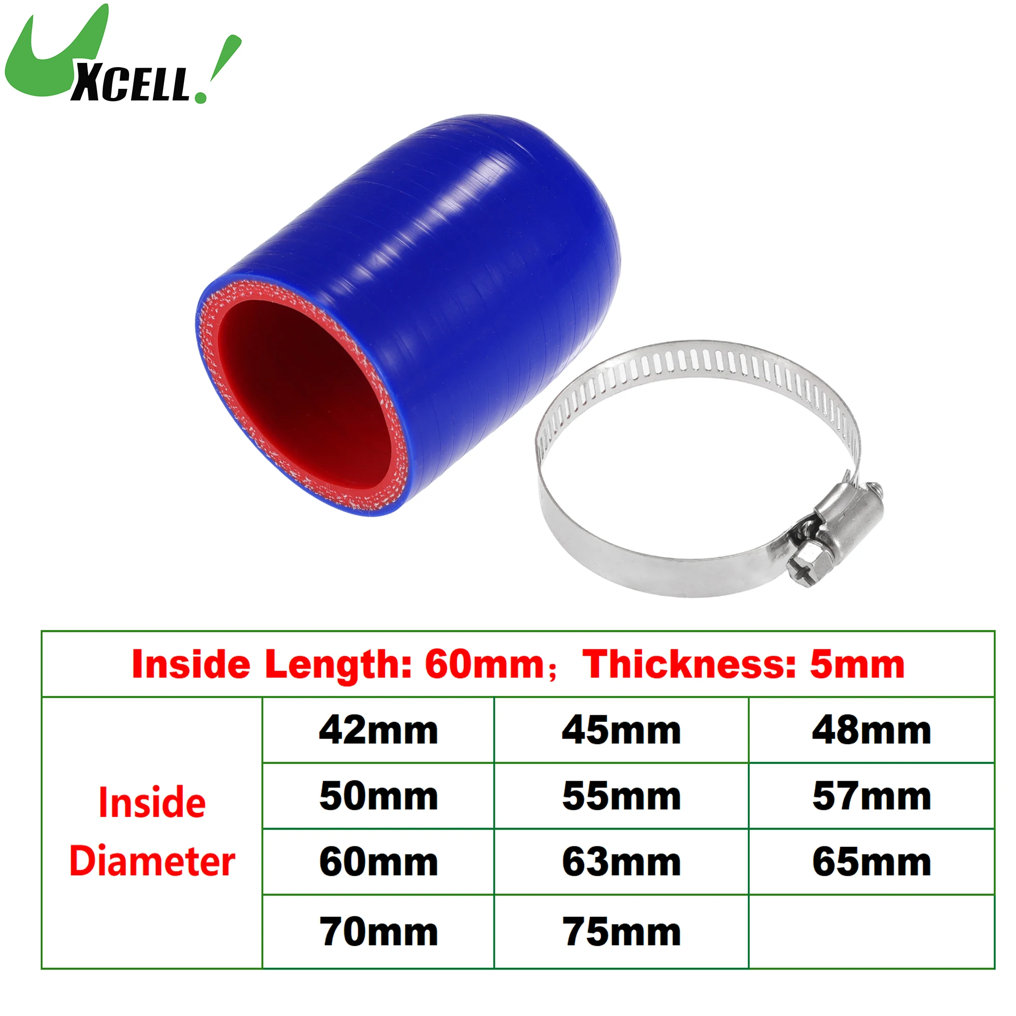 UXCELL-60mm-Long-42mm-75mm-ID-Silicone-Hose-Cap-Intake-Vacuum-Hose-End ...