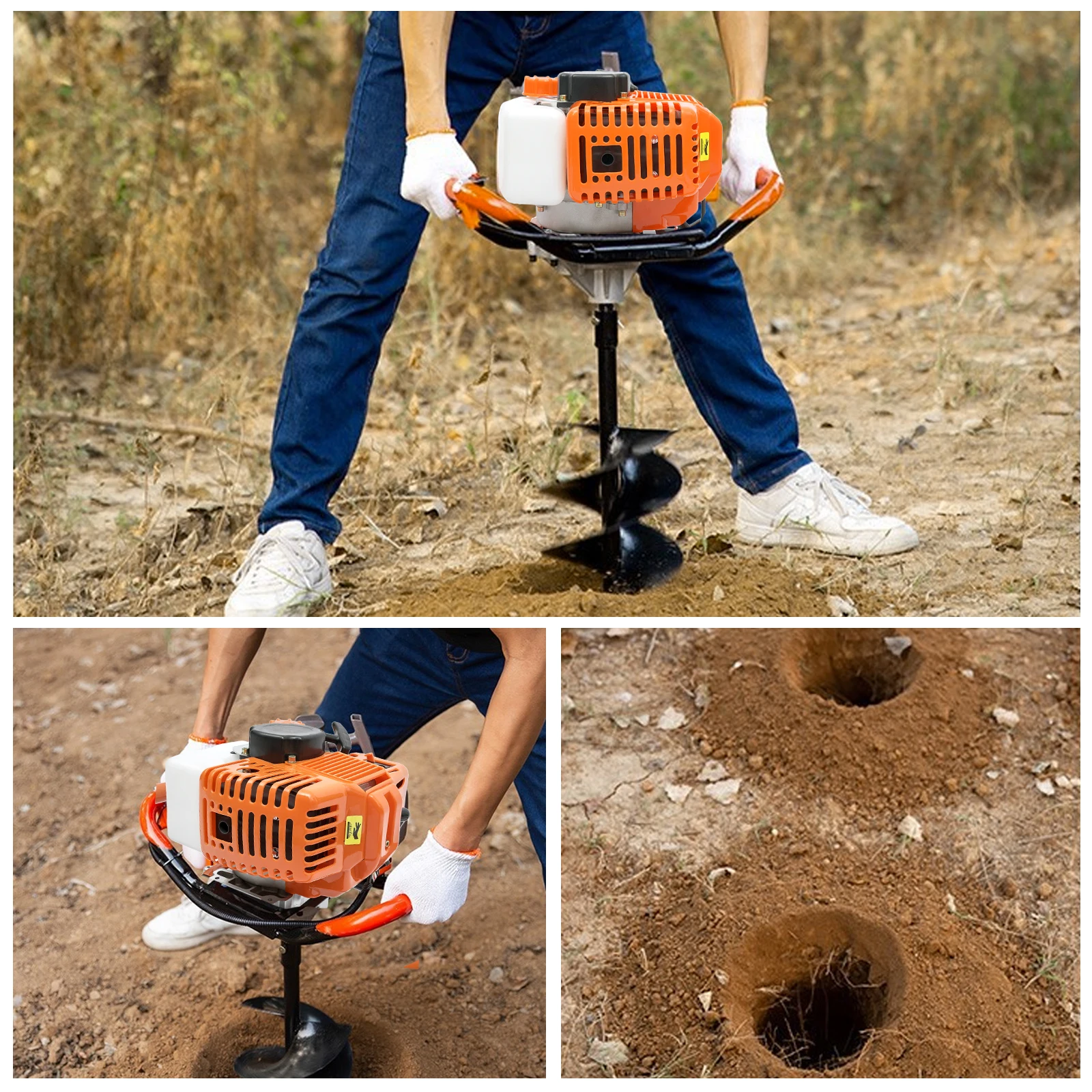 52cc-Post-Hole-Digger-gasbetrieb-ene-Erd-schnecken-bohrer-Boden-mit-4-6 ...