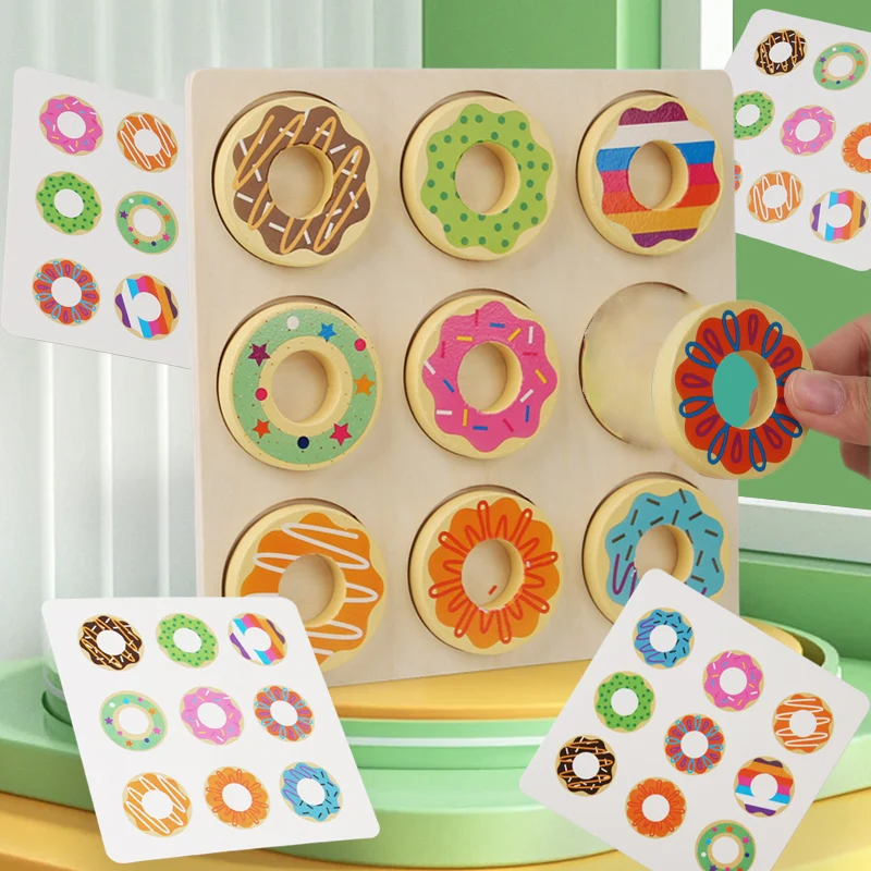 Montessori-Matching-Toys-Wooden-Doughnut-Colors-Pairing-Game-Early ...