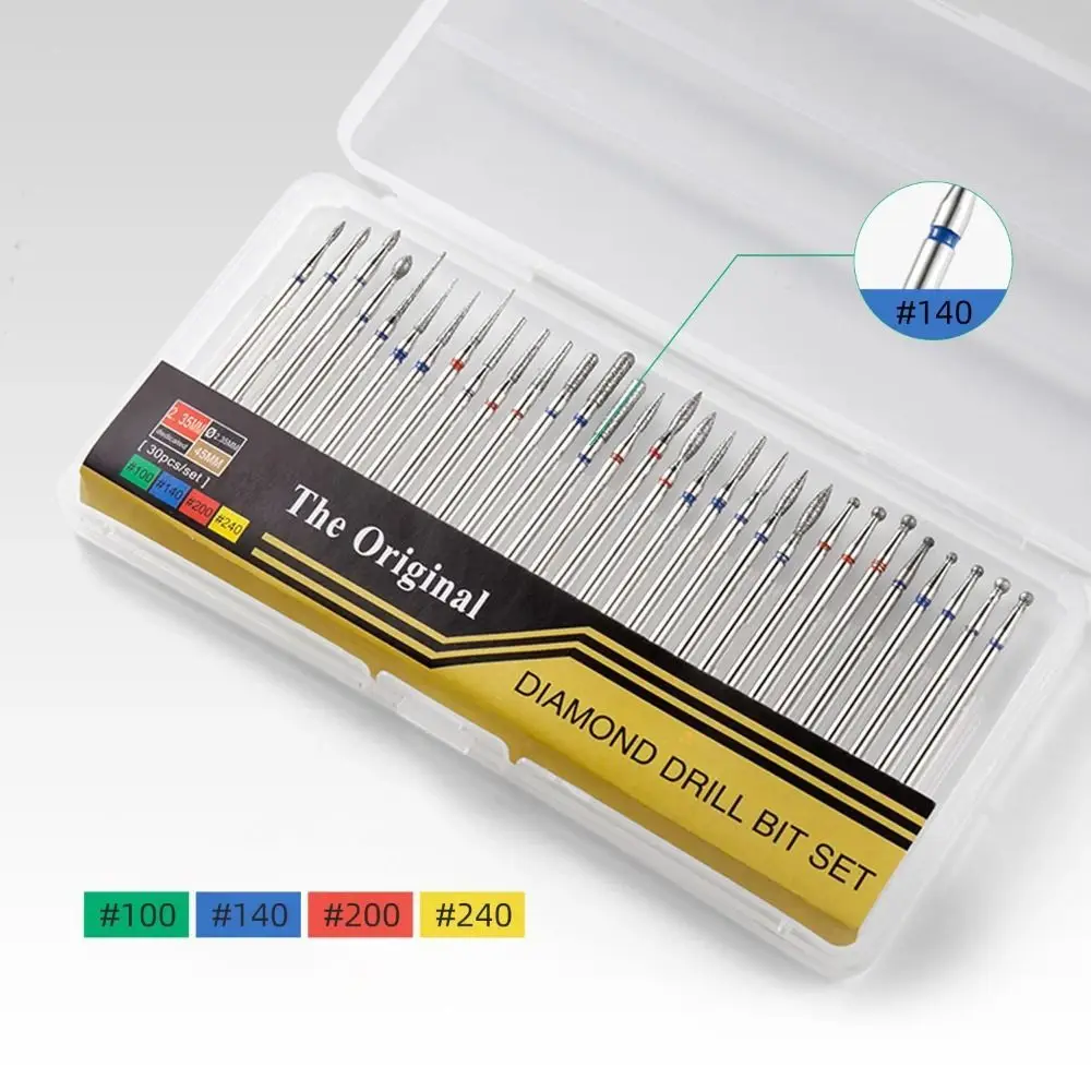 30 Pcs/Box Diamond Manicure Grinding Head Set Peeling Carving Nail ...