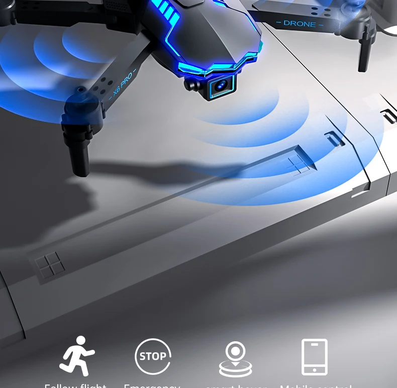 4K 3B-Drone quadricoptère professionnel à trois côtés, Drone à pression ...