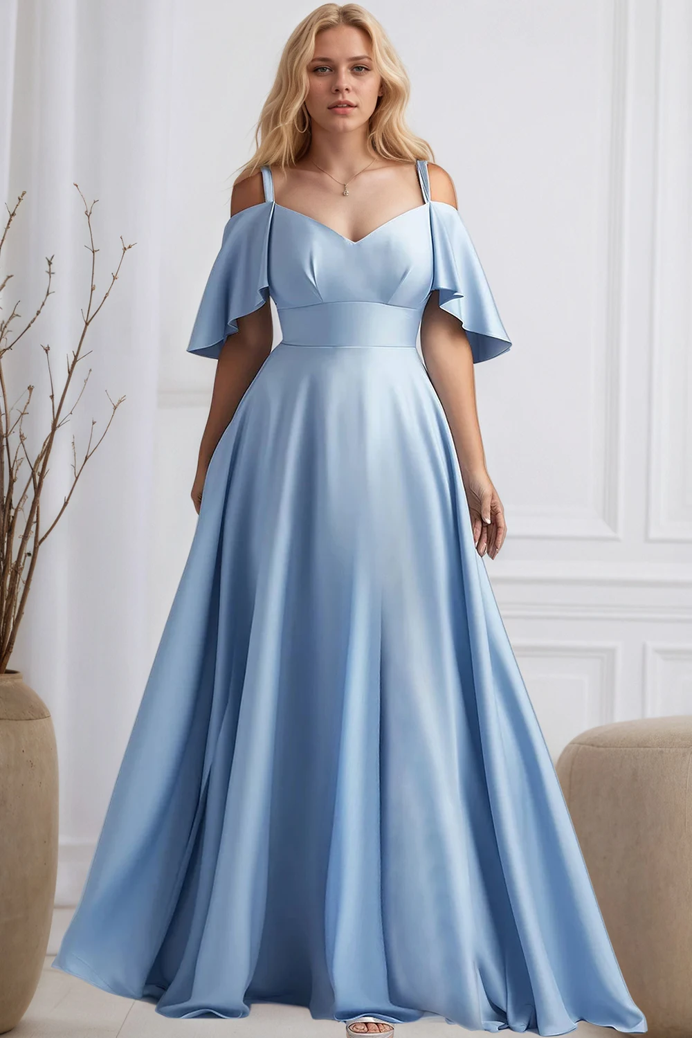 Off Shoulder Elegant Evening Plus Size Dress Chiffon Pleated A-Line ...