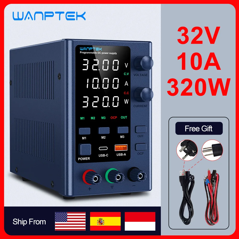 Wanptek-Adjustable-DC-Power-Supply-30V-10A-LED-Lab-Bench-Power-Source-Stabilized-Switch-Power ...