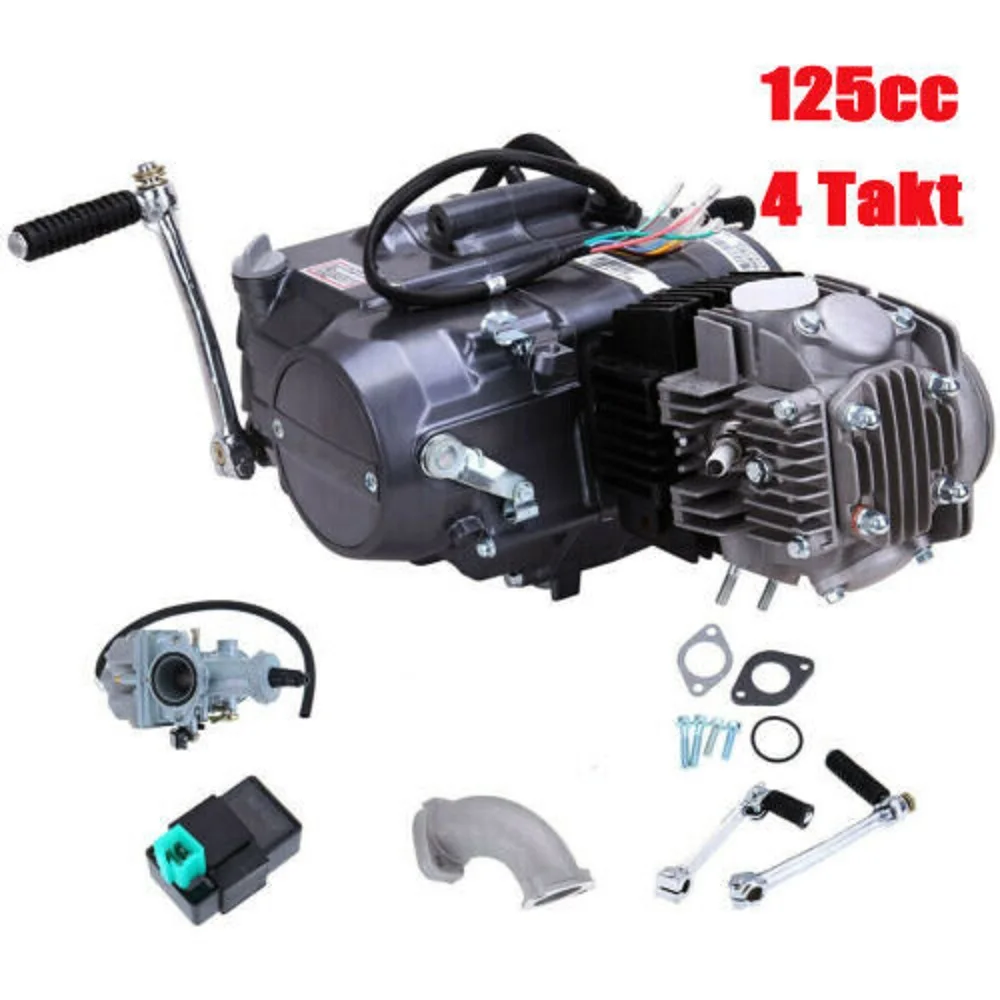 125CC 4-speed Kick Start Engine Motor 4Stroke Motorcycle Pit Dirt Bike ...