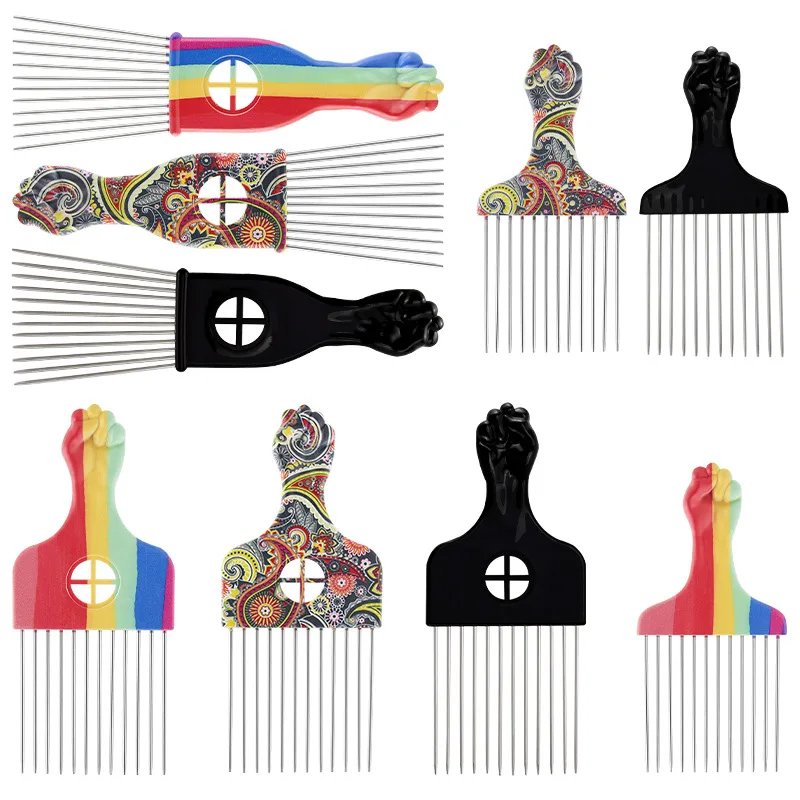 Schwarz Faust Afro Metall Kamm Afrikanische Haar Pik Kamm Pinsel Salon ...