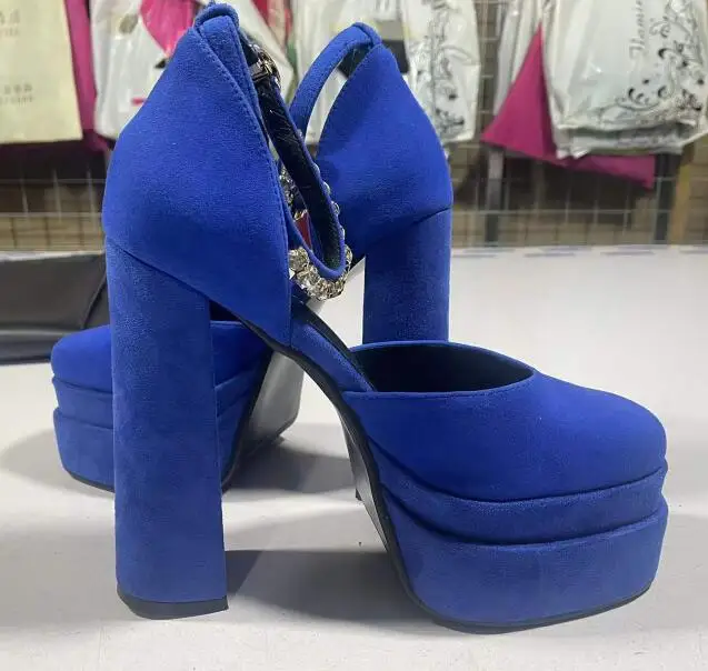 Femmes Pompes En Cuir Véritable Soie Épaisse À Talons Hauts Plate-Forme ...