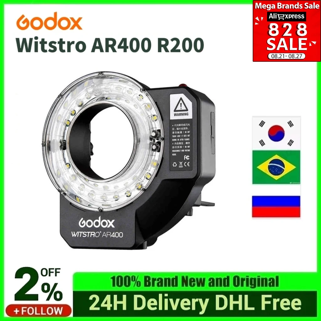 Godox-Witstro-AR400-R200-200WS-400WS-Ring-Flash-Speedlite-LED-Video ...