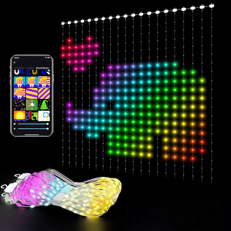 Smart-curtain-light-APP-control-supports-dynamic-DIY-graffiti-text ...