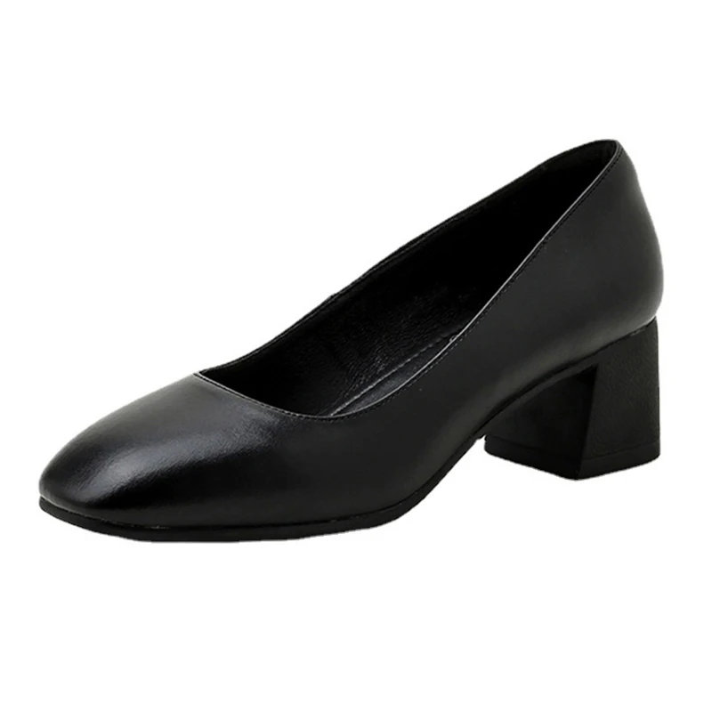 Summer stewardess work shoes women's black soft sole comfortable thick ...