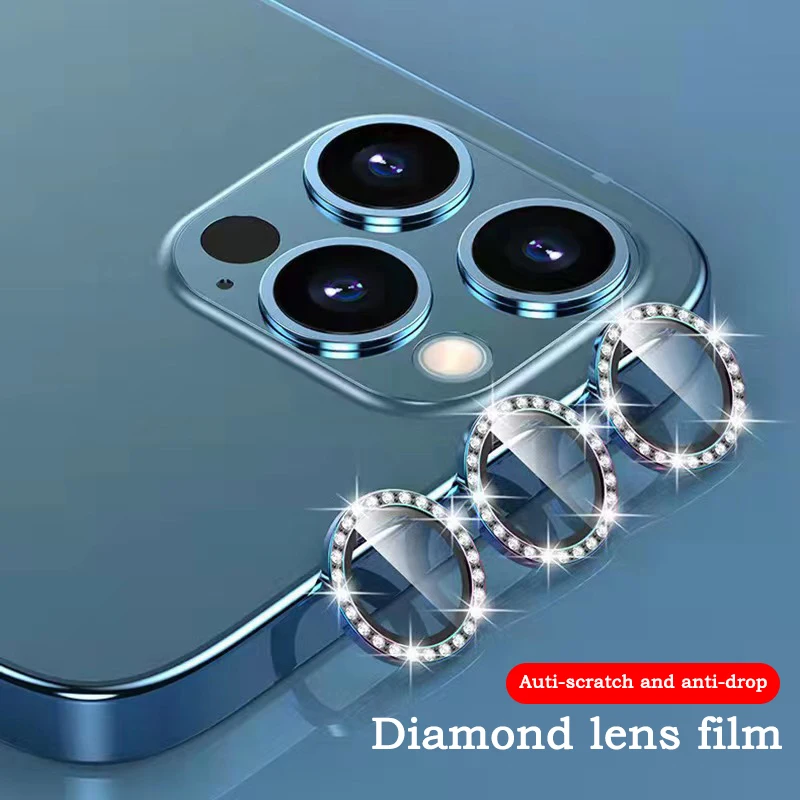 Rhinestones Camera Lens For iPhone 15 14 12 11 13 Pro Max Metal Camera ...