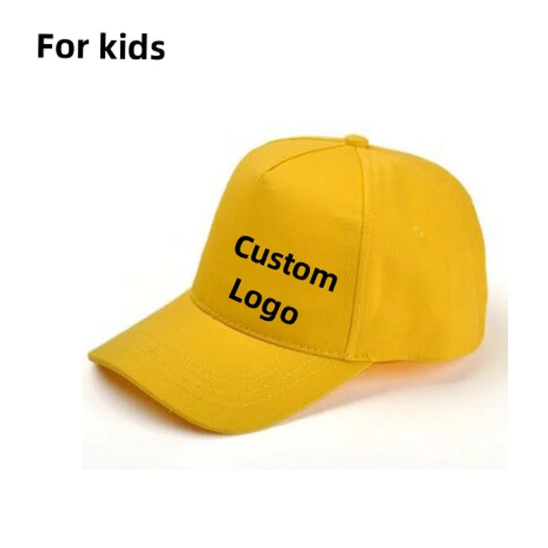 Kids-Baby-Custom-Logo-Baseball-Cap-Boy-Girls-5-Panel-Solid-Color ...