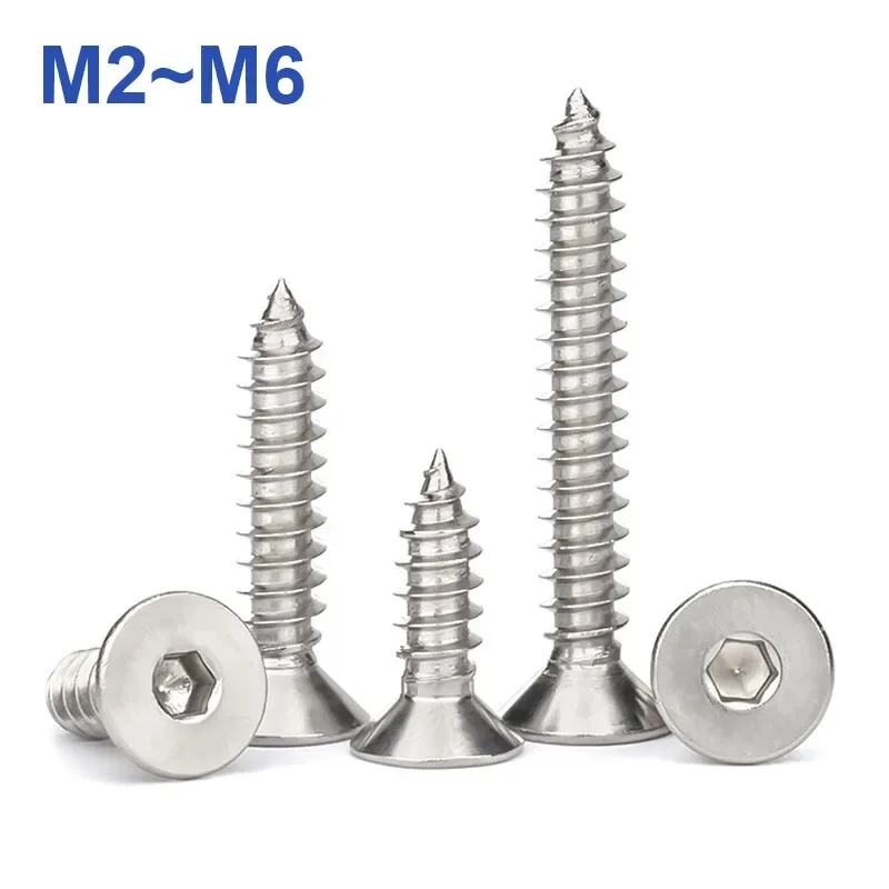 M2-M2-5-M3-M6-Hex-Hexagon-Socket-Flat-Head-Self-Tapping-Screw-304 ...