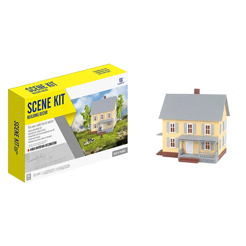 1-87-HO-Scale-Model-Two-story-House-Building-Assemble-Model-Toys-Train ...
