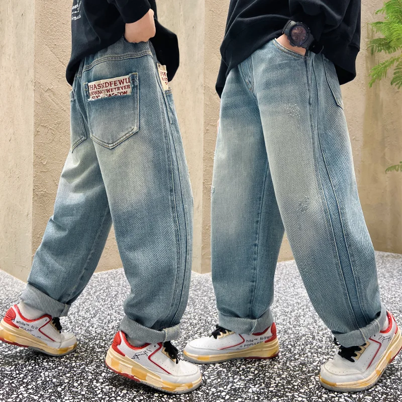 2026 New Boys Cool Jeans Spring And Autumn Trousers Korean Casual Blue ...