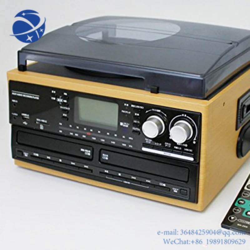 YYHCVintage vinyl turntable cassette player with double cd , turntable ...
