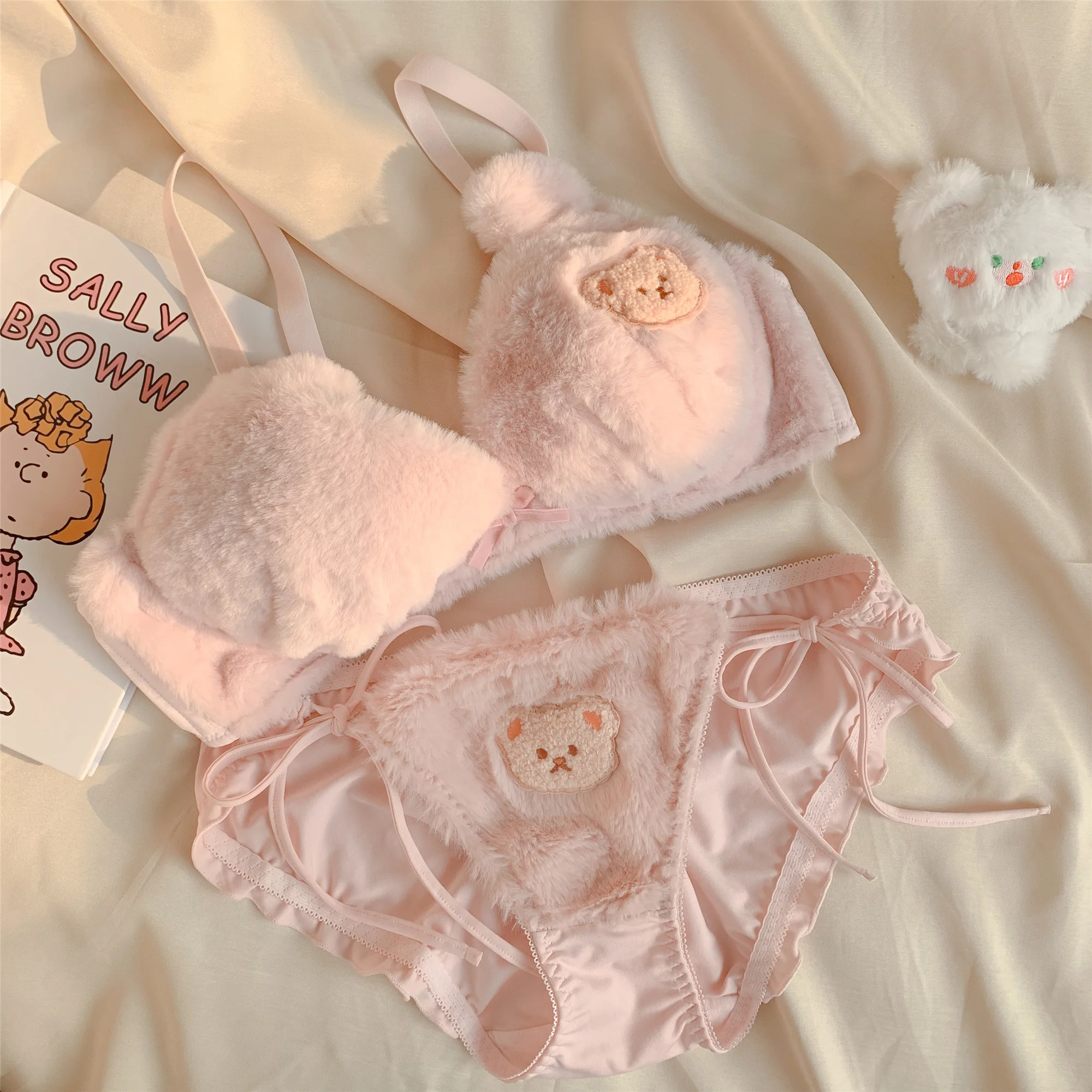 Conjunto-de-sujetador-y-bragas-de-oso-japon-s-Lolita-de-felpa-para ...