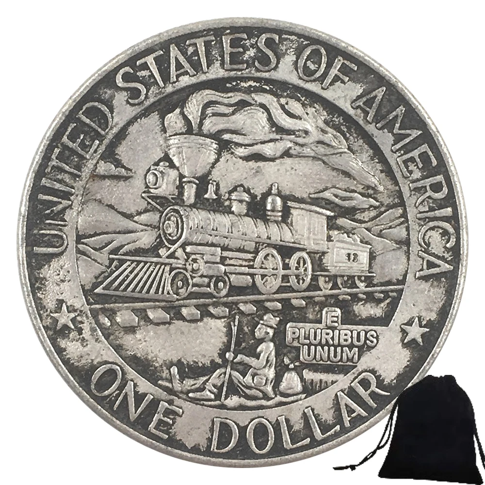 Luxury-Funny-Steam-Train-One-Dollar-3D-Art-Couple-Coins-Fun-Pocket ...