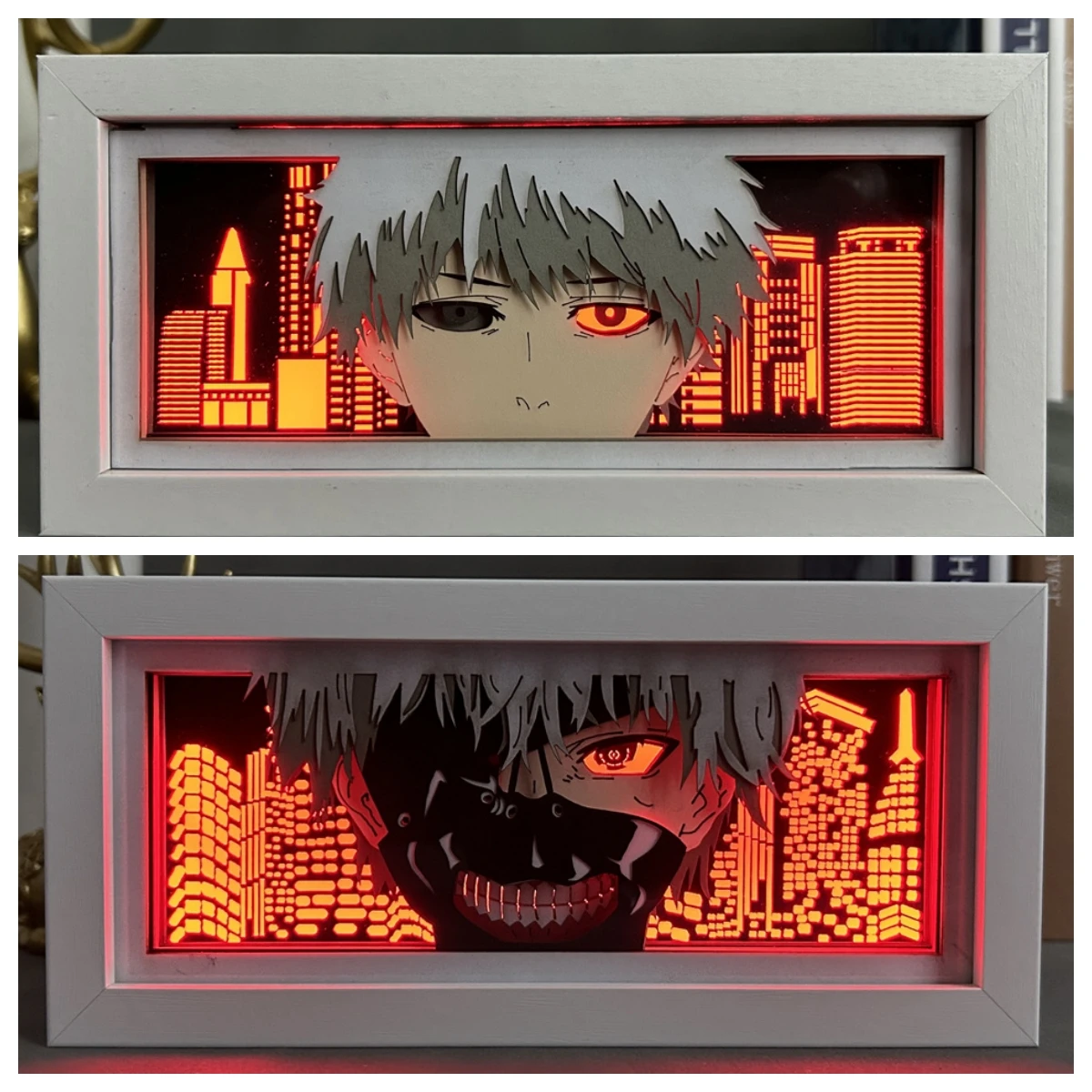 Anime Tokyo Ghoul Light Box Ken Kaneki Paper Carving 3d Anime Lamp Led ...