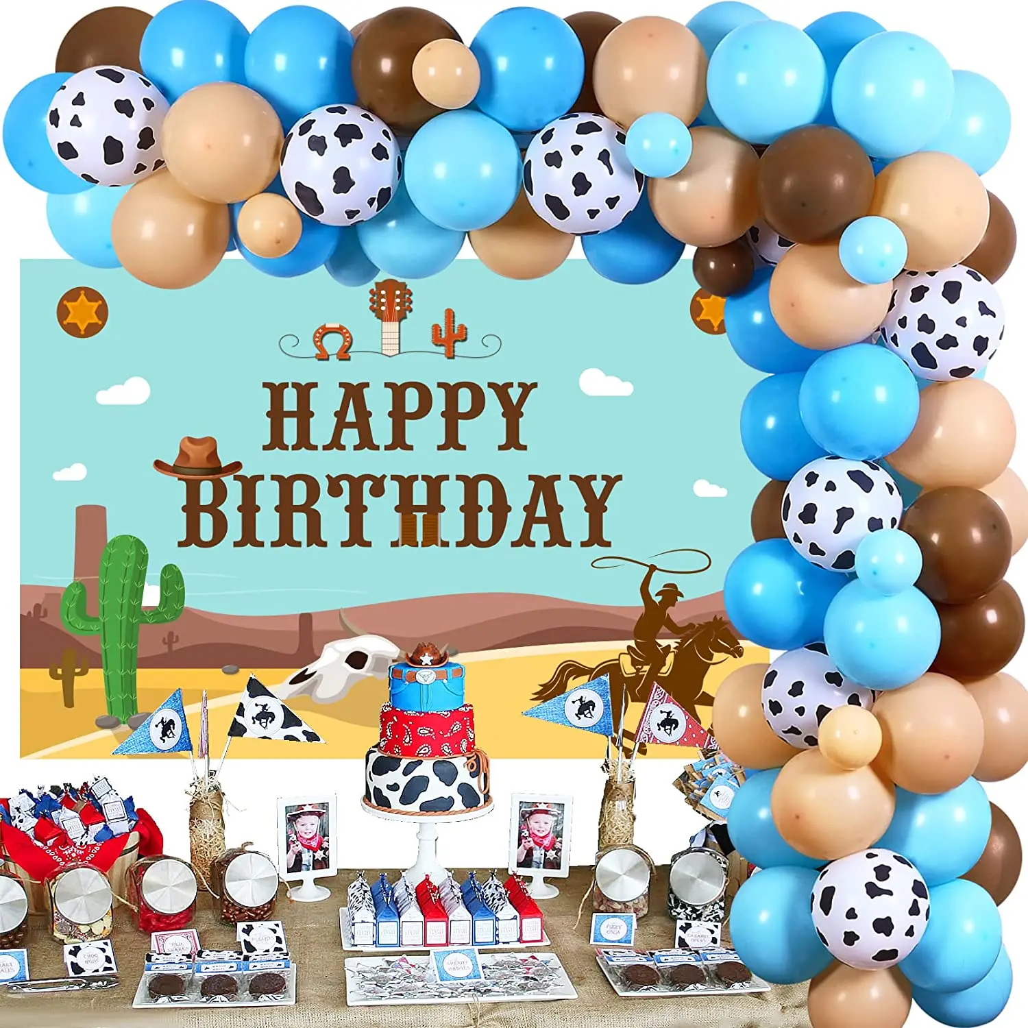 Cowboy Birthday Decor Western Themed Balloon Arch Garland Kit Cowboy ...