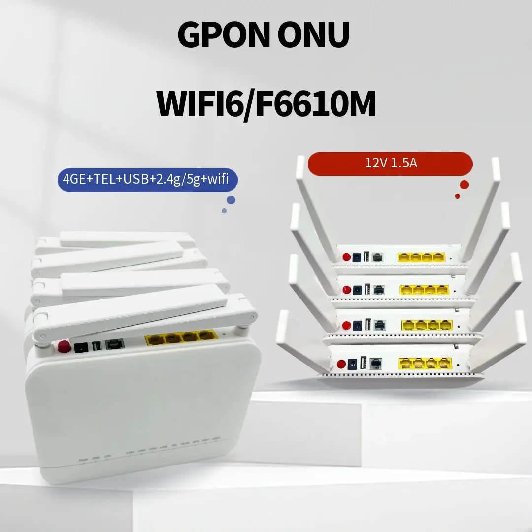 GPON ONU de doble banda F6610M | WiFi 6 4GE + 2.4G/5G + Teléfono + USB ...