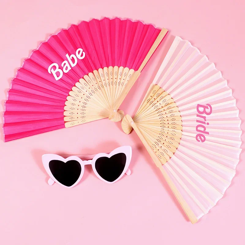 Hot pink Bride babe hand fan summer Pool Beach Bach weekend girls trip ...