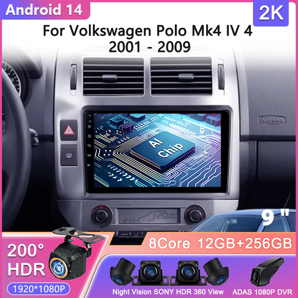 Android 14 For Volkswagen Polo Mk4 IV 4 2001 - 2009 Car Radio ...