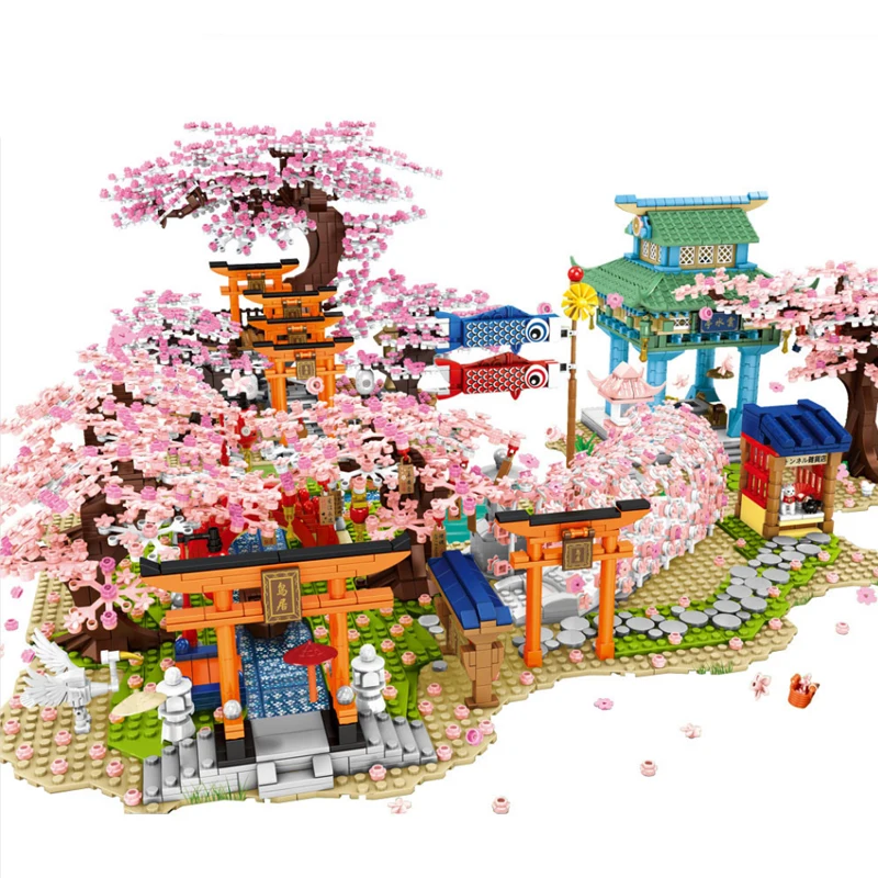 Sakura Blocks Ideas City Cherry Blossom Japanese Sakura Tree House Mini ...