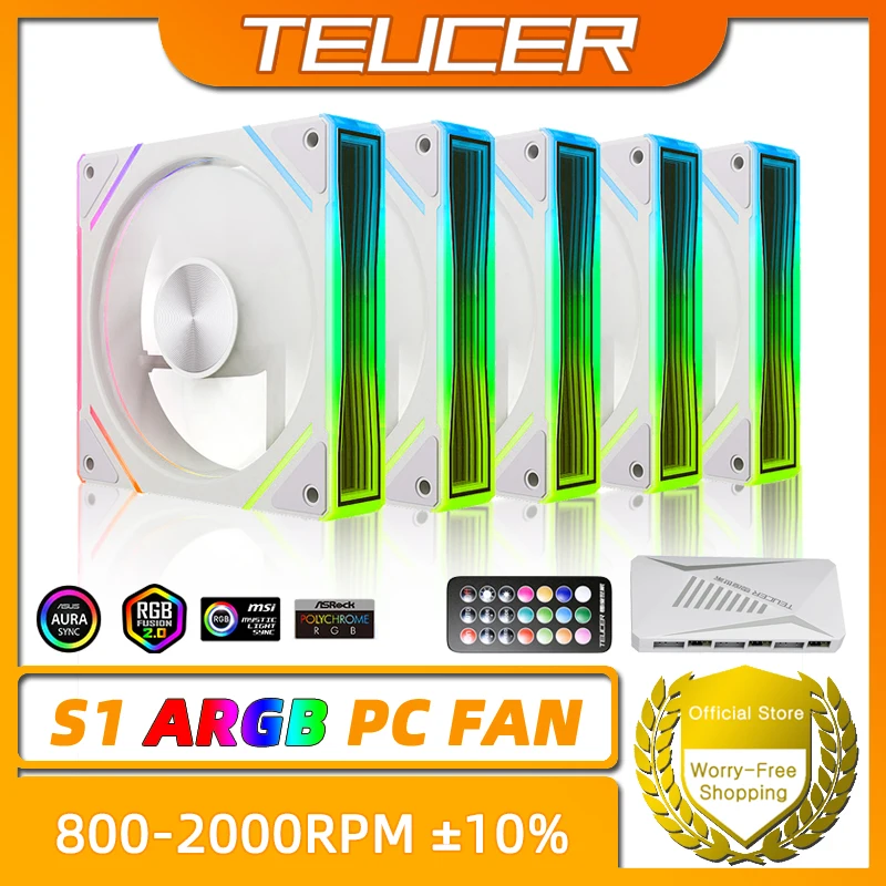 TEUCER-Prism-S1-ARGB-PC-Fan-120mm-Computer-Case-Fan-Kit-Water-Cooler ...
