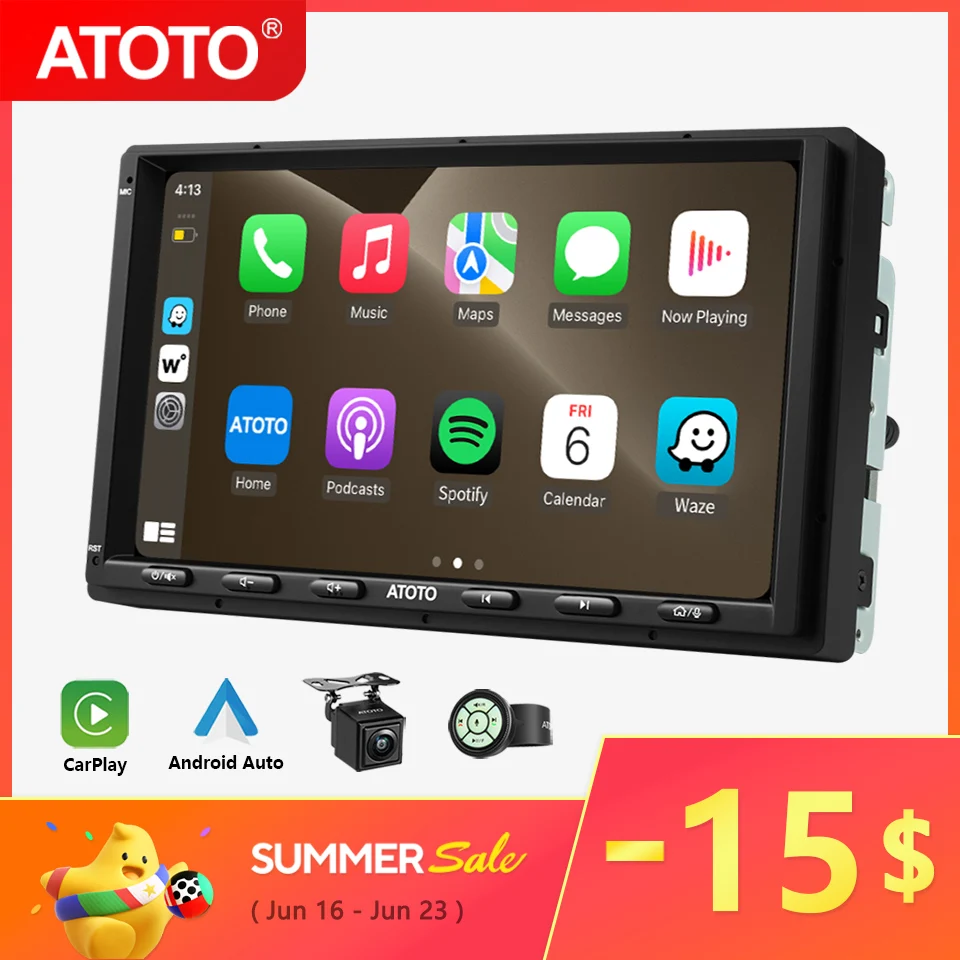 ATOTO-R-dio-Do-Carro-Android-Auto-CarPlay-C-mera-360-Slot-Para-Cart-o ...