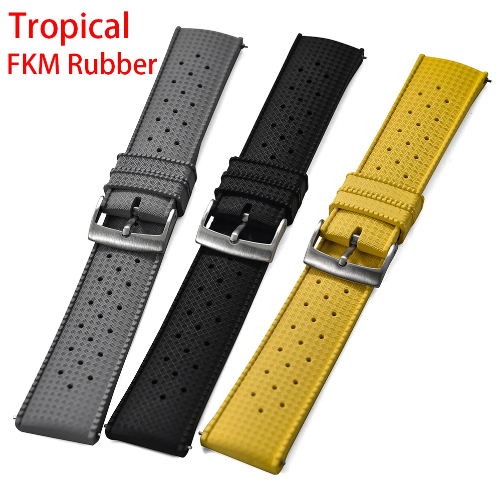 18/19/20/21/22/23/24mm Tropical FKM Rubber Strap for Seiko for Fossil ...