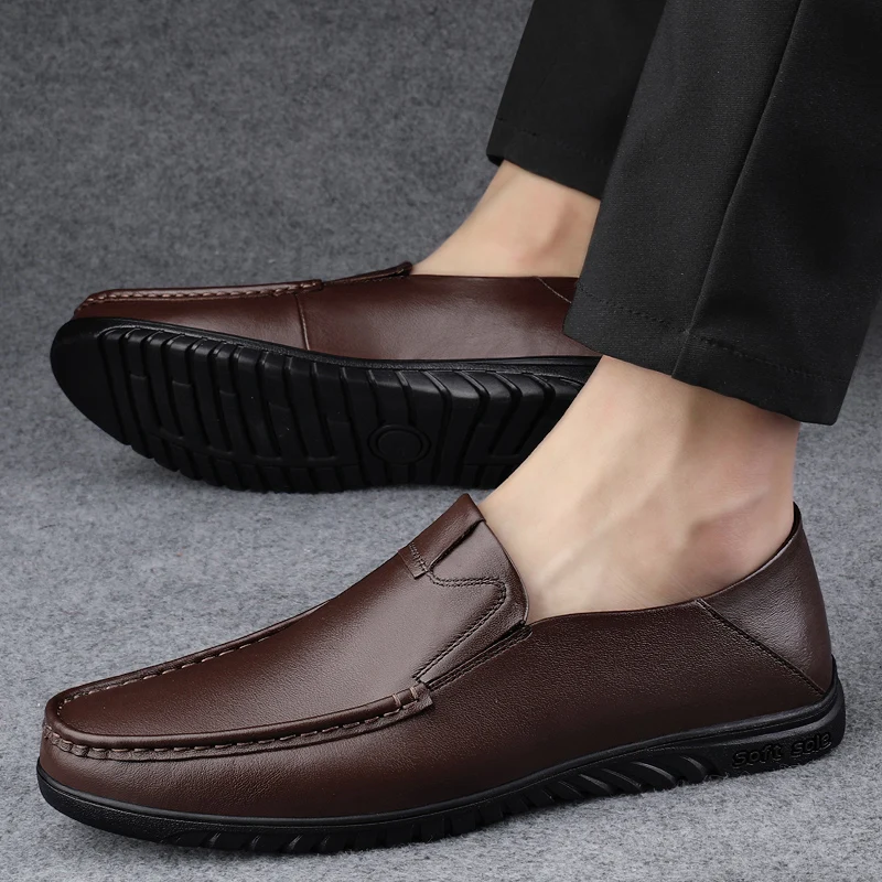 New-Mens-Slip-on-Business-Shoes-Genuine-Leather-Men-Dress-Shoe-High ...